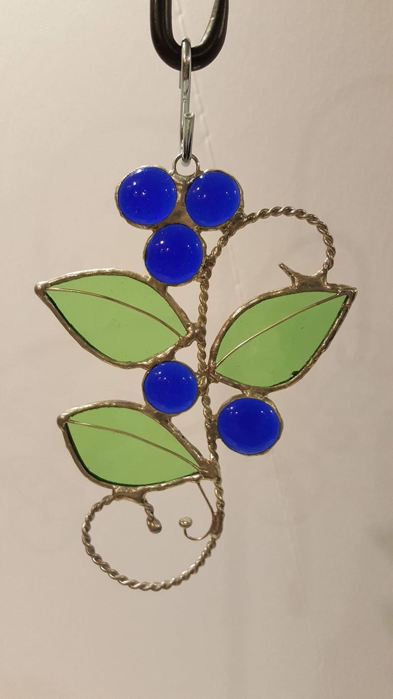 Blueberries Stained Glass Sun Catcher | Etsy