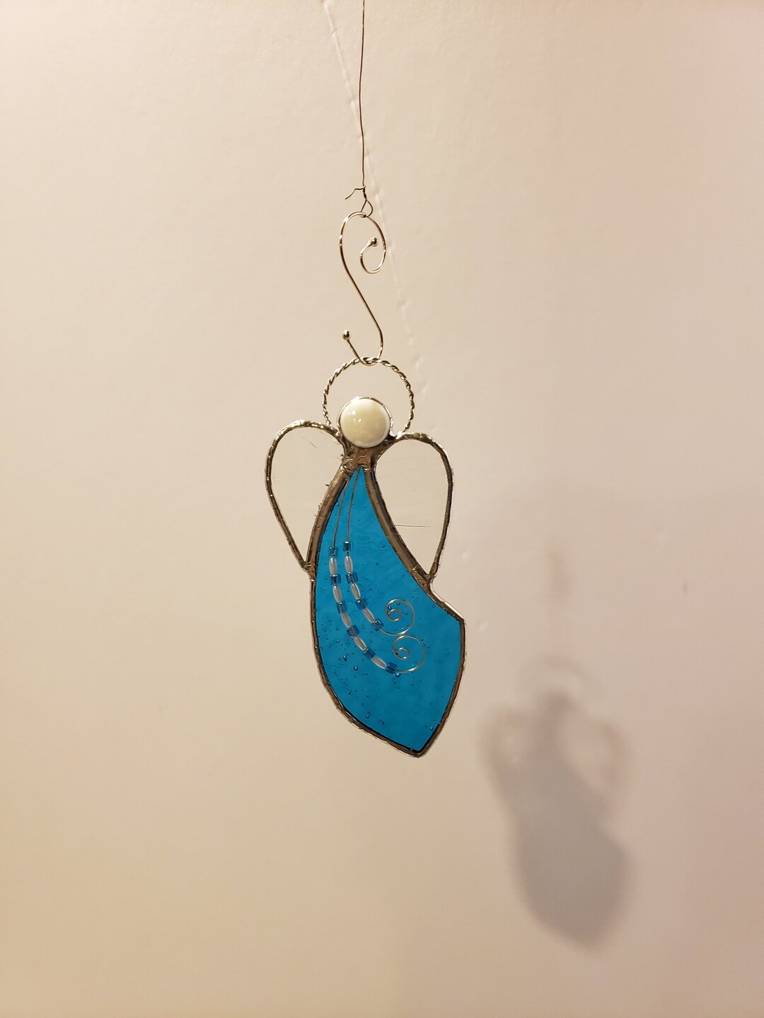 Turquoise Swirly Angel Sun Catcher Stained Glass Angel Christmas Tree ...