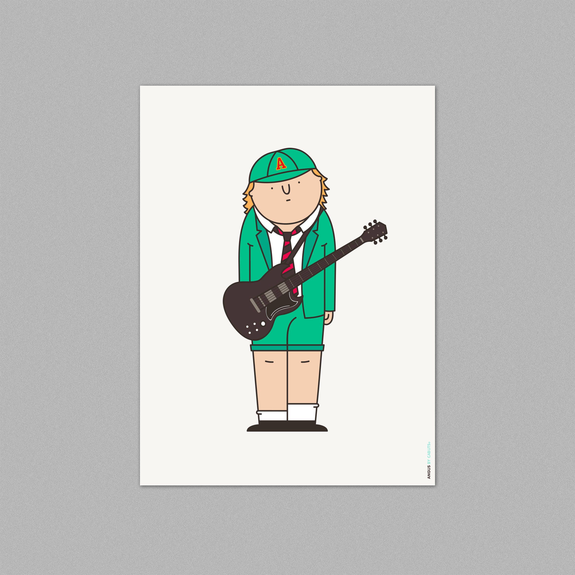 Illustration, Print, Angus Young, ACDC, Rockstar, Cartoon Characters ...