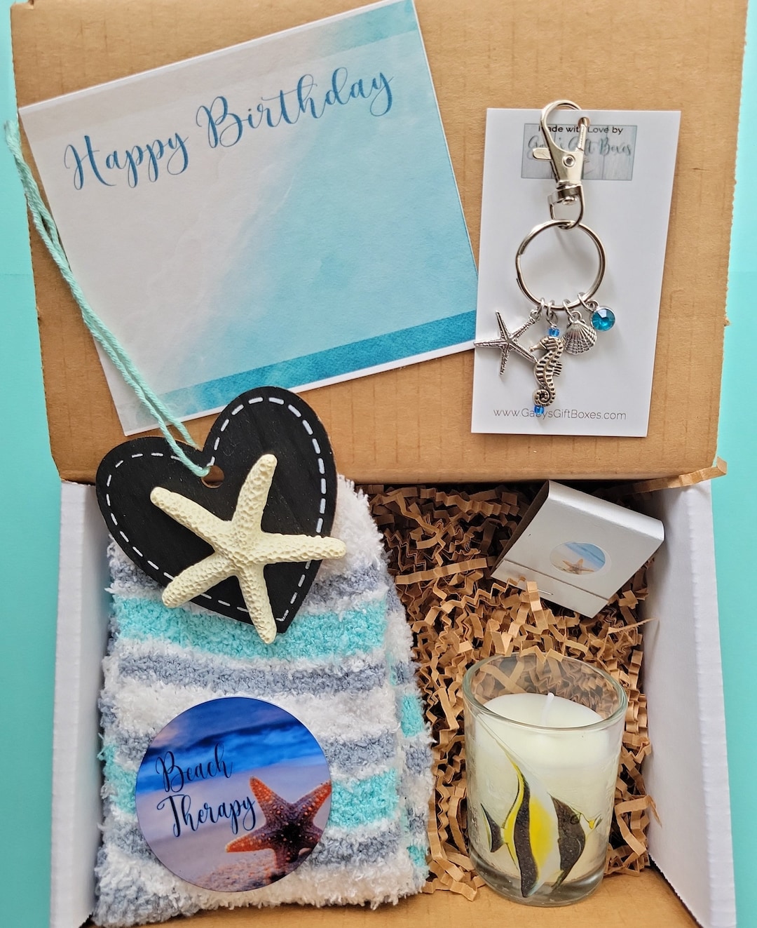 Happy Birthday Beach Lover Gift Box, Sea Cottage Core Gift Basket ...