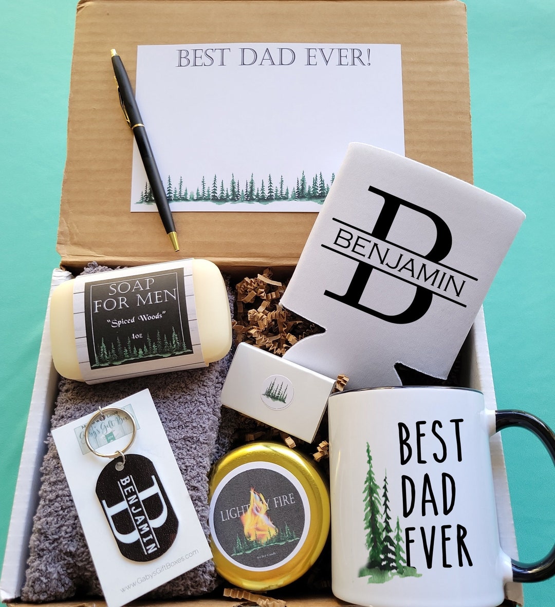 Personalized Best Dad Ever Men's Gift Box, Dad Mug Basket, Father Gift ...