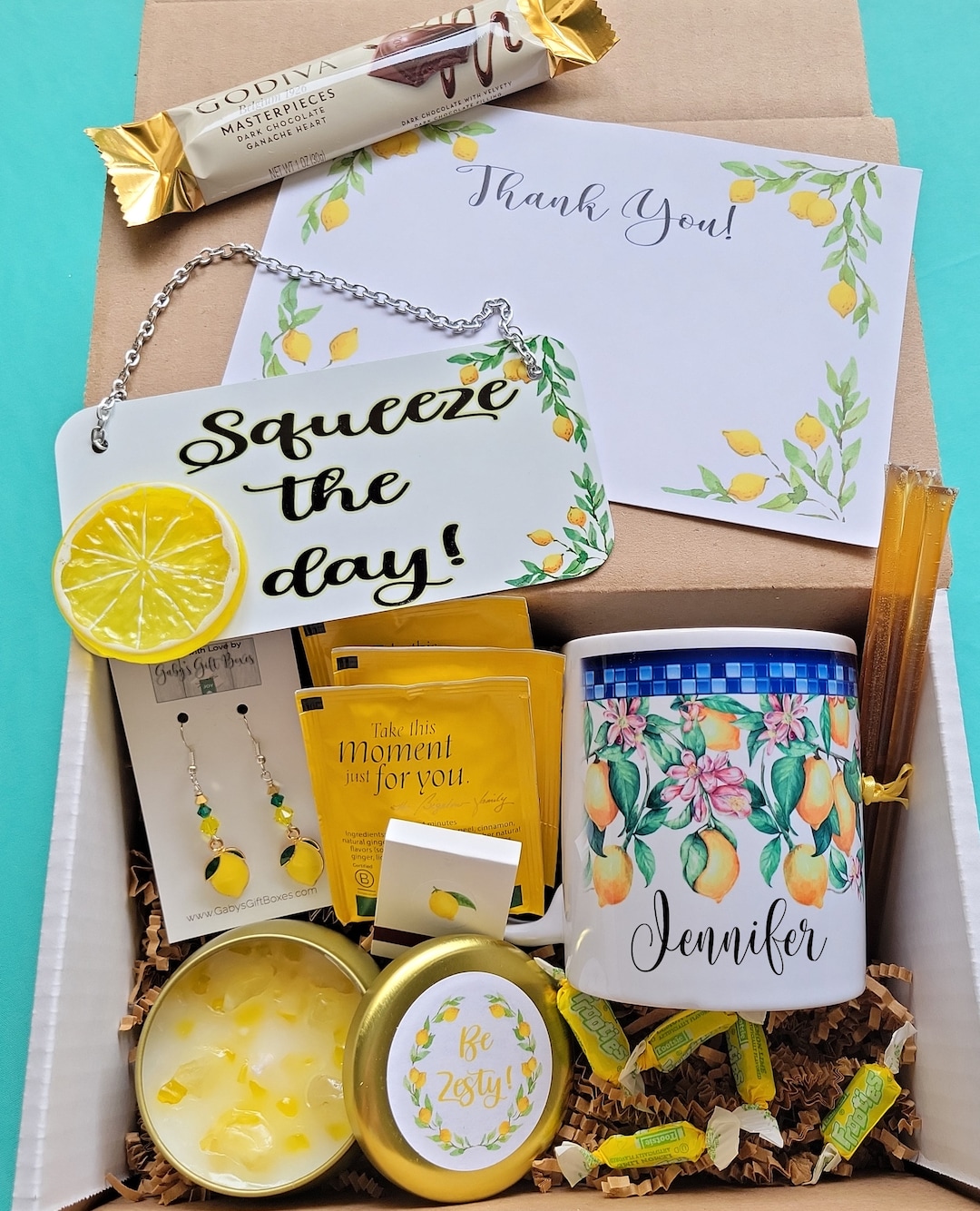 Lemon Gift Box, Squeeze the Day, Thank You, Keychain, Gift for Employee ...