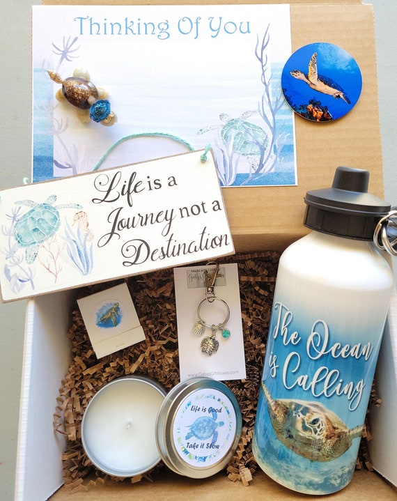 Sea Turtle Gift Box Shell Gift for Her Water Bottle Sea - Etsy