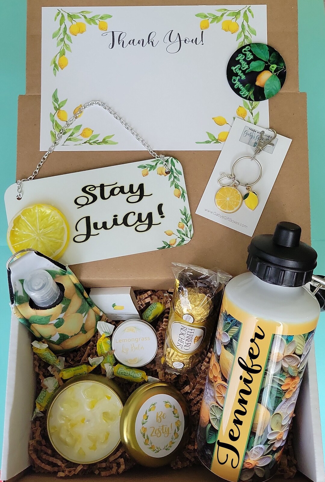 Happy Birthday Lemon Gift Box, Personalized Water Bottle, Squeeze the ...