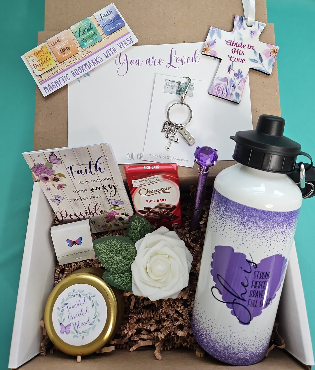 Christian Themed Water Bottle Gift Box, Appreciation, Get Well Healing ...