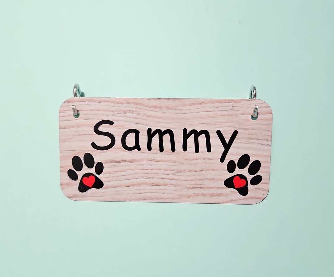 Personalized Dog Crate Sign, Name Plate With Paws, Puppy, Adoption ...