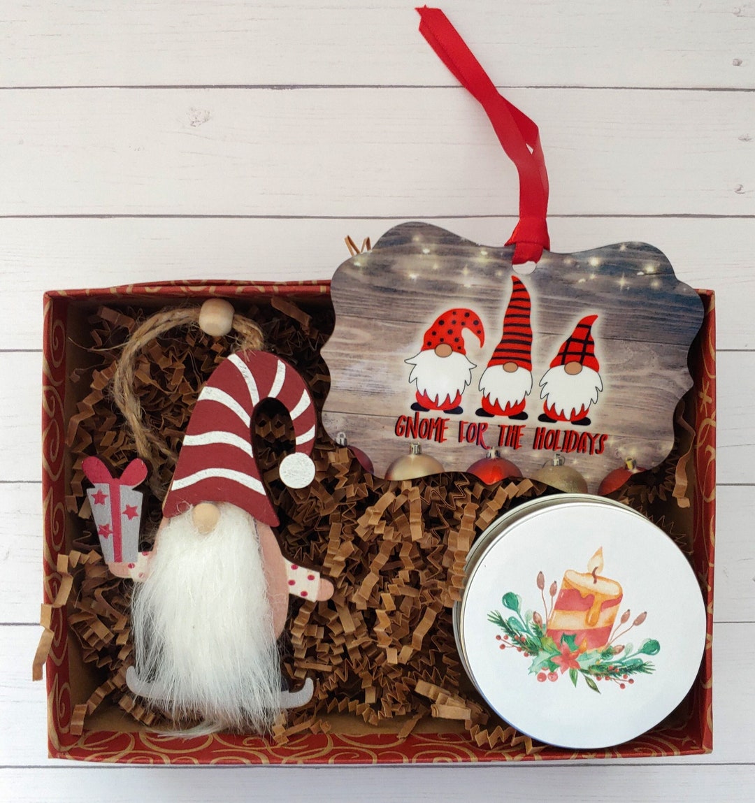 Gnome Ornament Christmas Gift Box, Gnome Gift Basket, Gnome for the ...