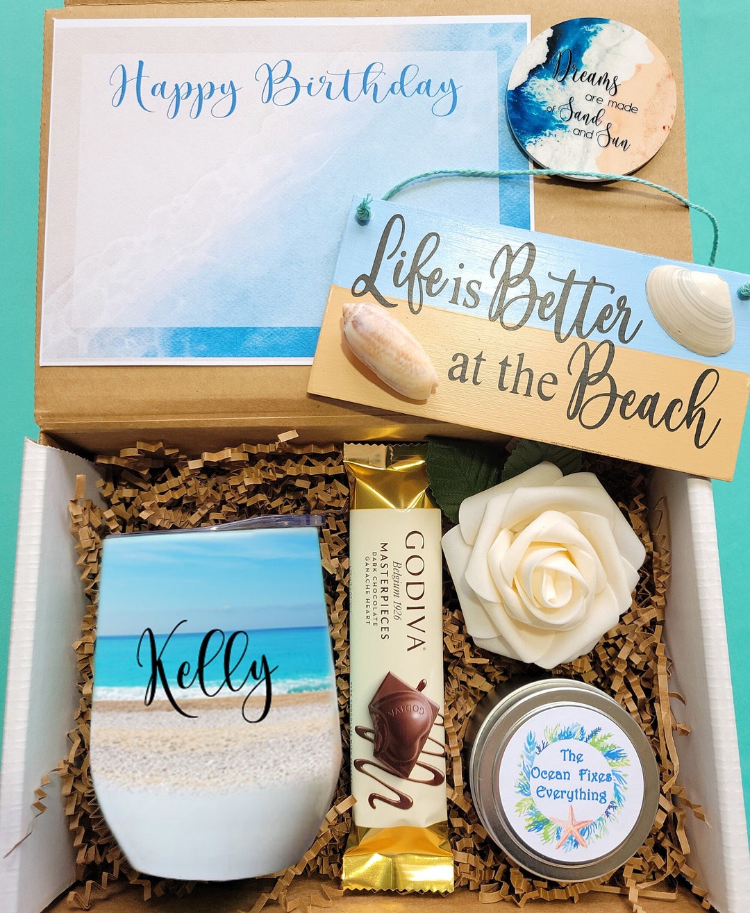 Wine Beach Gift Box, Beach Lover Gifts, Beach Cottage Gift Basket, Wine ...