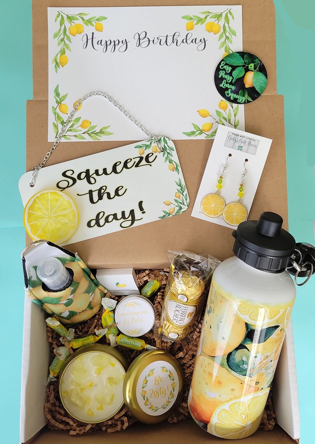 Happy Birthday Lemon Gift Box, Squeeze the Day, Gift for Wife, Keychain ...