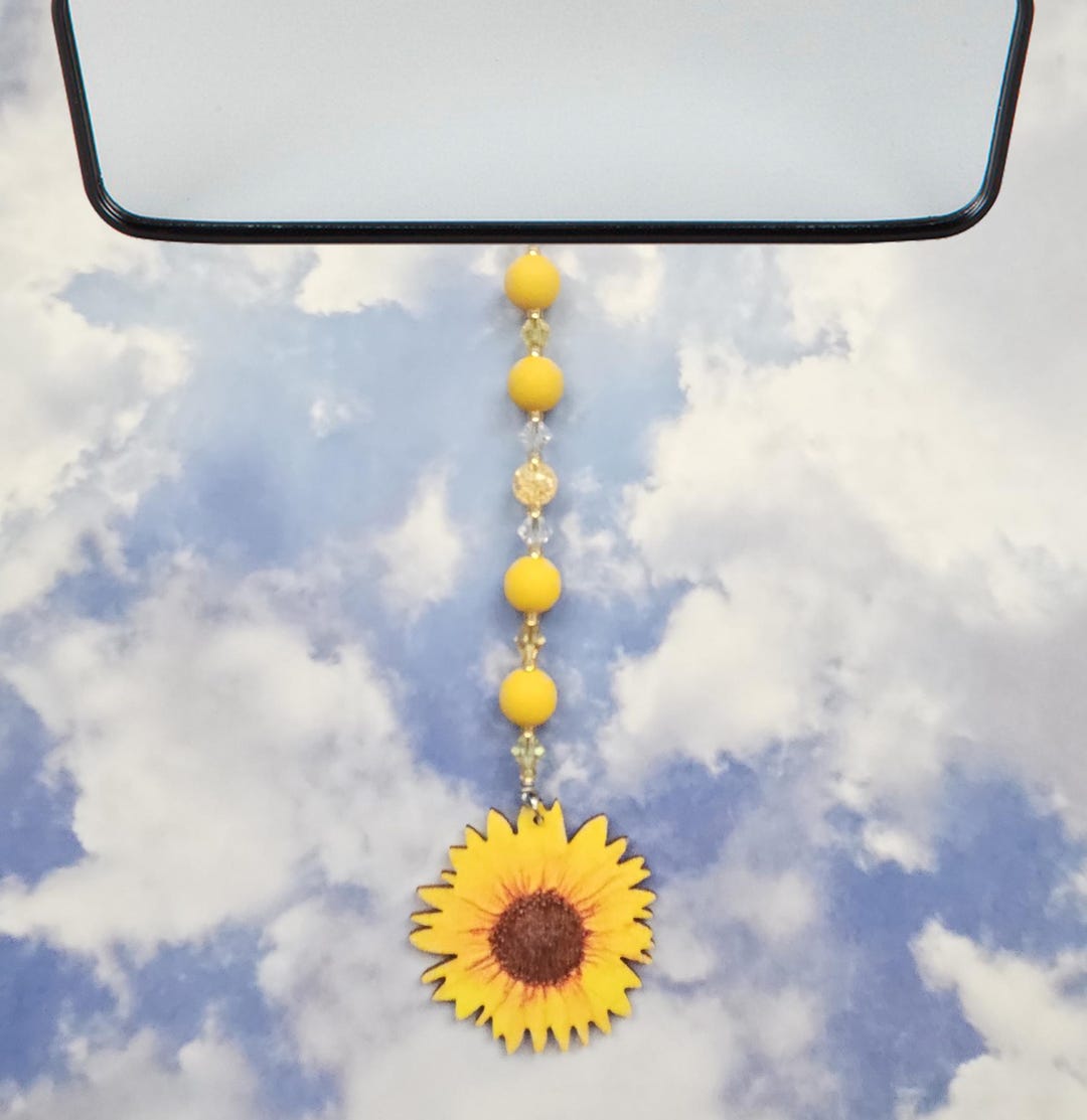 Sunflower Rear View Mirror Dangler, Mirror Accessory, Car Charm, Truck ...