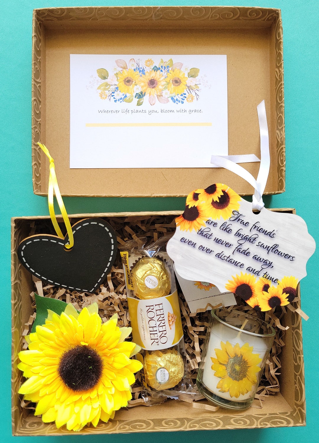 Sunflower Jewelry Candle Gift Box Thinking of You Birthday - Etsy