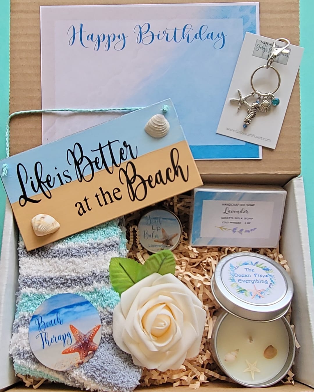 Happy Birthday Beach Gift Box, Beach Lover Gift, Cottage Core Gift ...