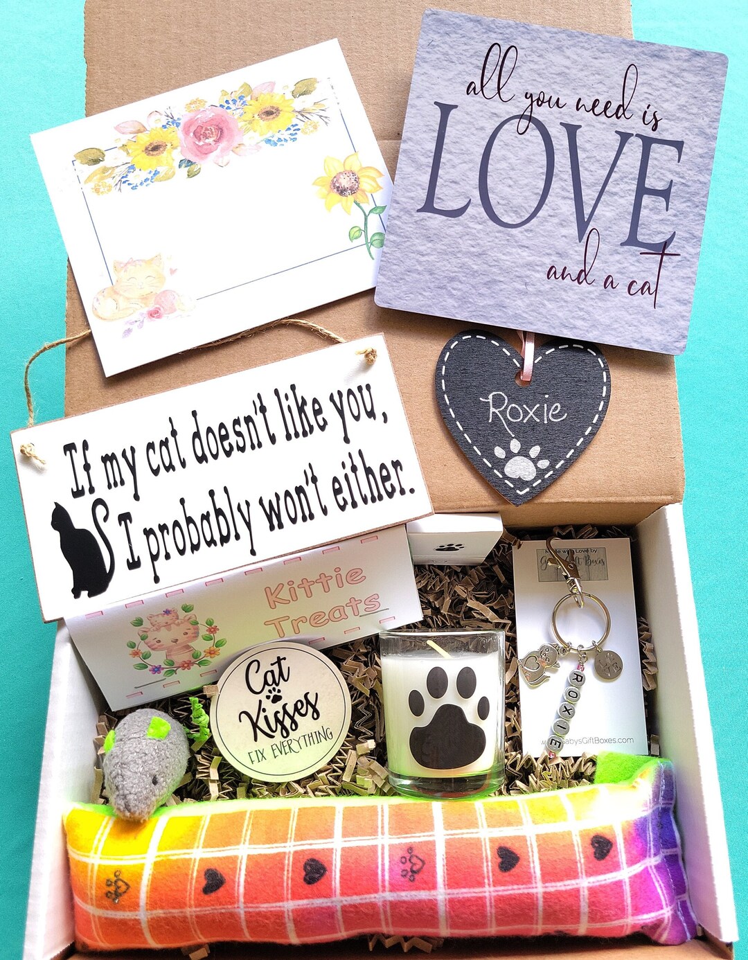 Cat Mom Gift Box, Personalized Cat Lover Gift Basket, Cat Owner Gift ...