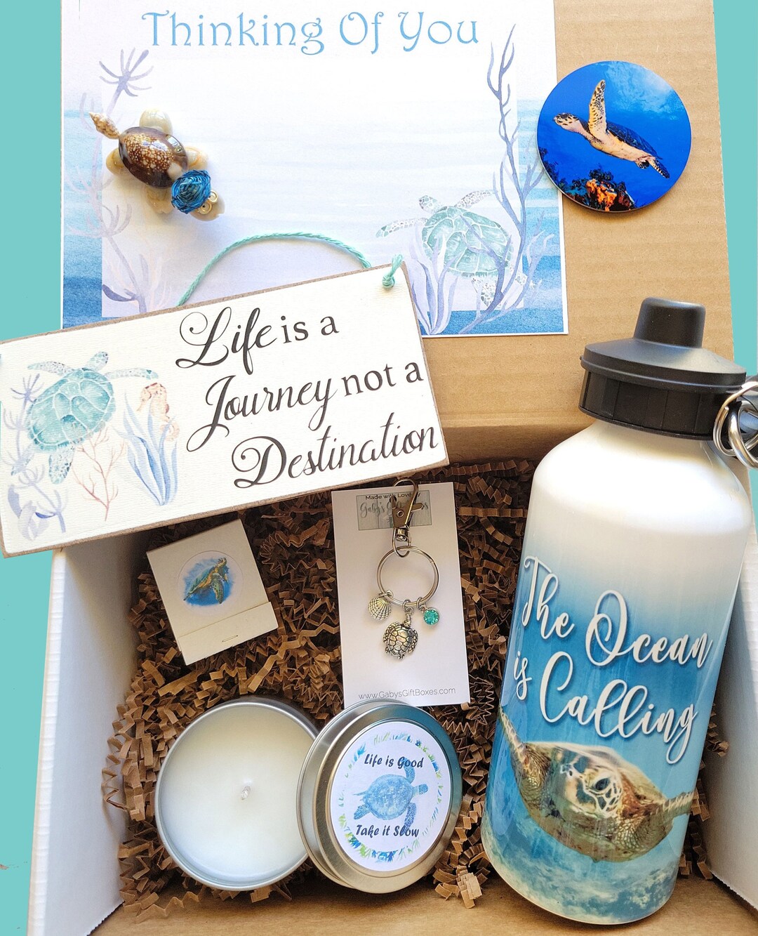 Sea Turtle Gift Box Shell Gift for Her Water Bottle Sea - Etsy
