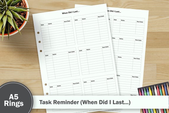 Printable Task Reminder A5 Size | Etsy