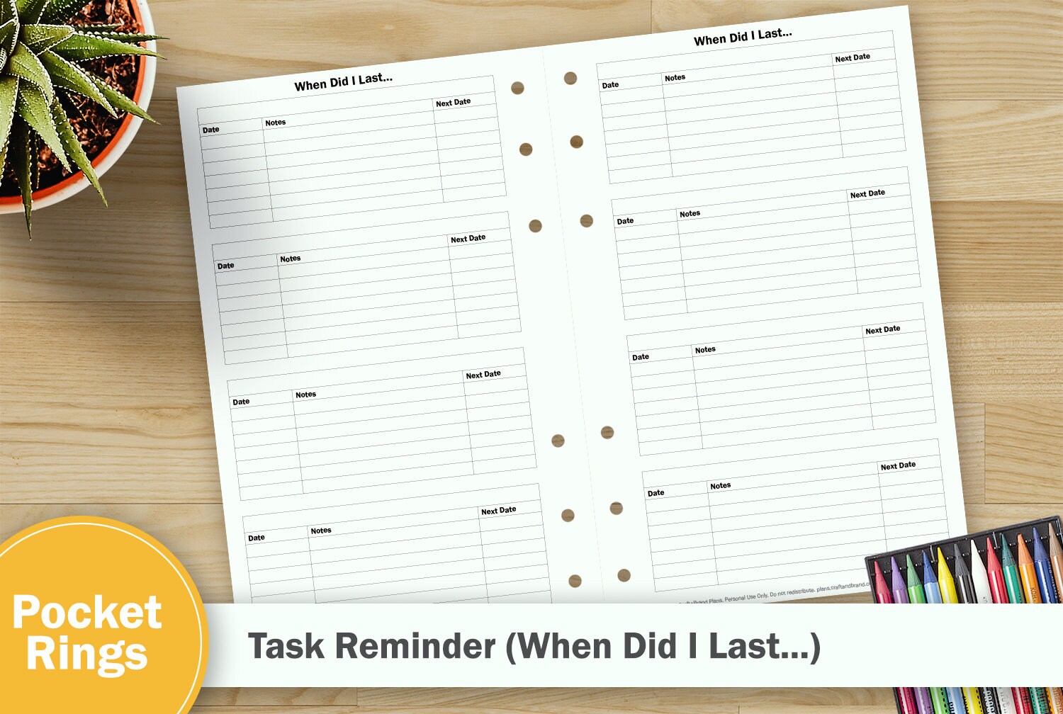 Printable Task Reminder Pocket Rings - Etsy