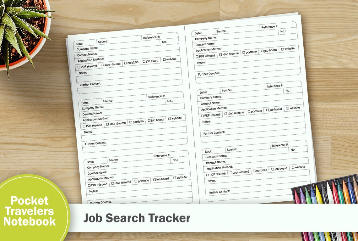 Printable Job Search Tracker - Pocket Traveler's Notebook - Etsy
