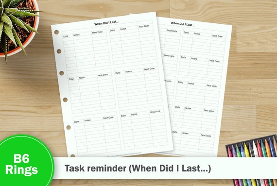 Printable Task Reminder B6 Ring-Bound | Etsy