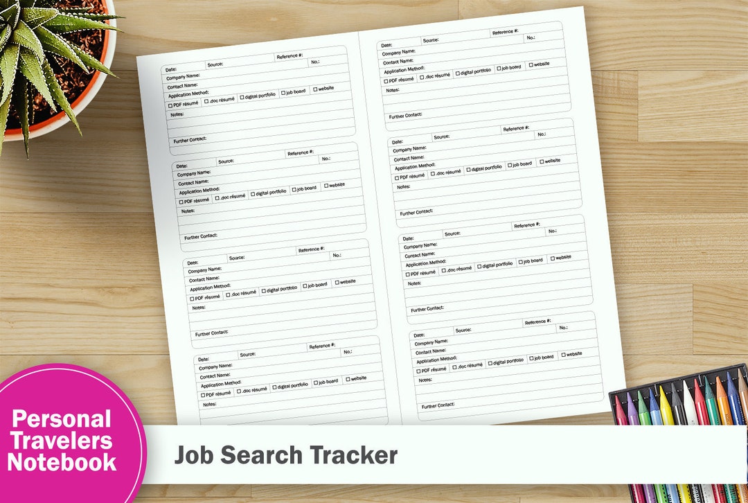Printable Job Search Tracker Personal Traveler's Notebook - Etsy Israel