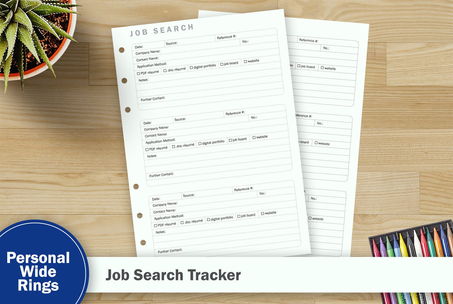 Printable Job Search Tracker - Personal Wide Rings - Etsy