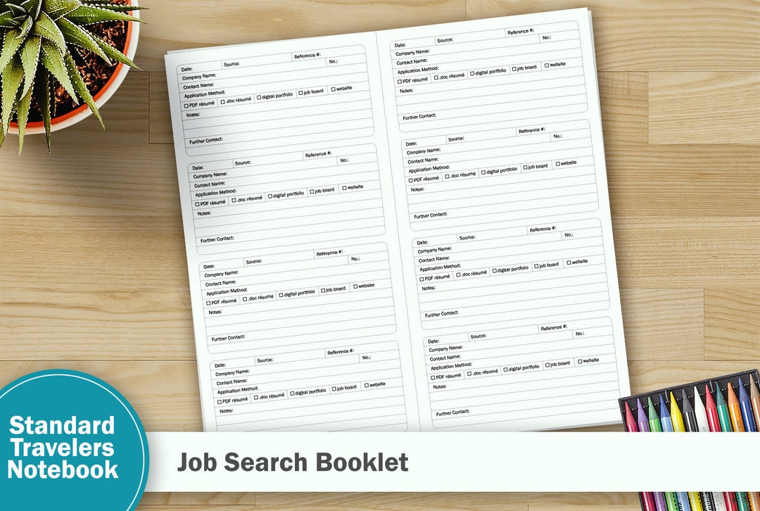 Printable Job Search Tracker - Standard Traveler's Notebook - Etsy