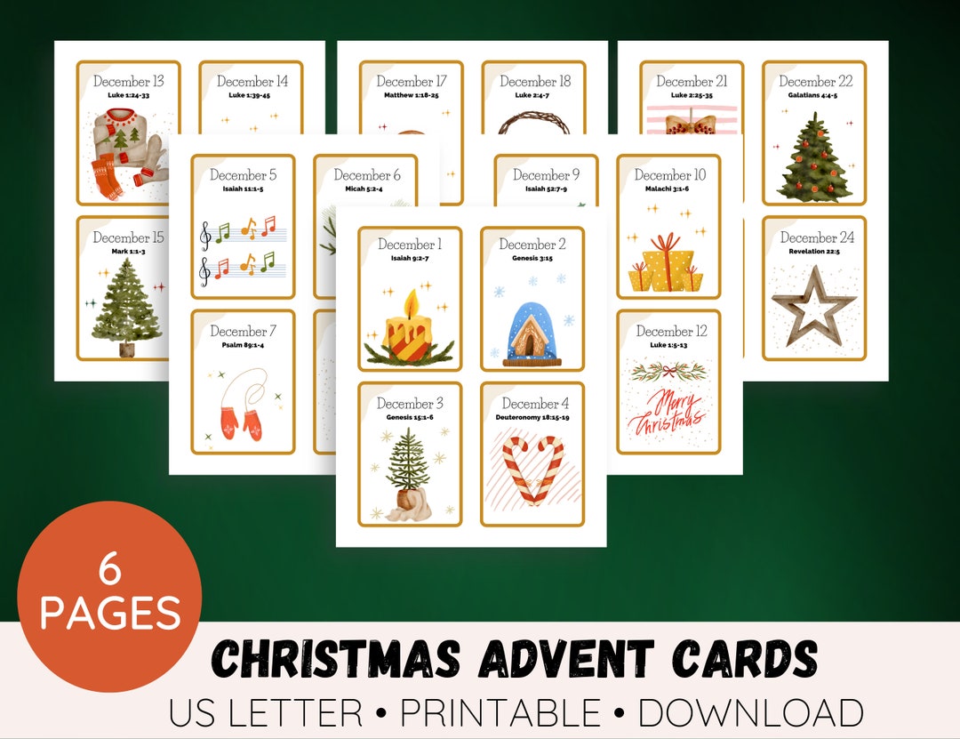 Christmas Advent Scripture Cards Advent Calendar Scripture Cards ...
