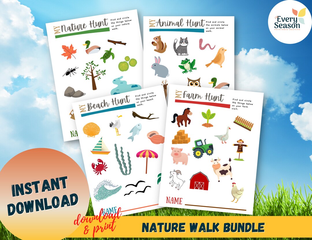 Preschool Nature Walk Bundle | Download Printable | Activity Sheet ...