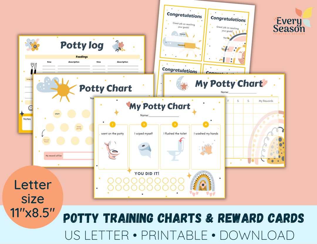 Boho Rainbow Potty Training Chart & Reward Cards (digital Download) - Etsy