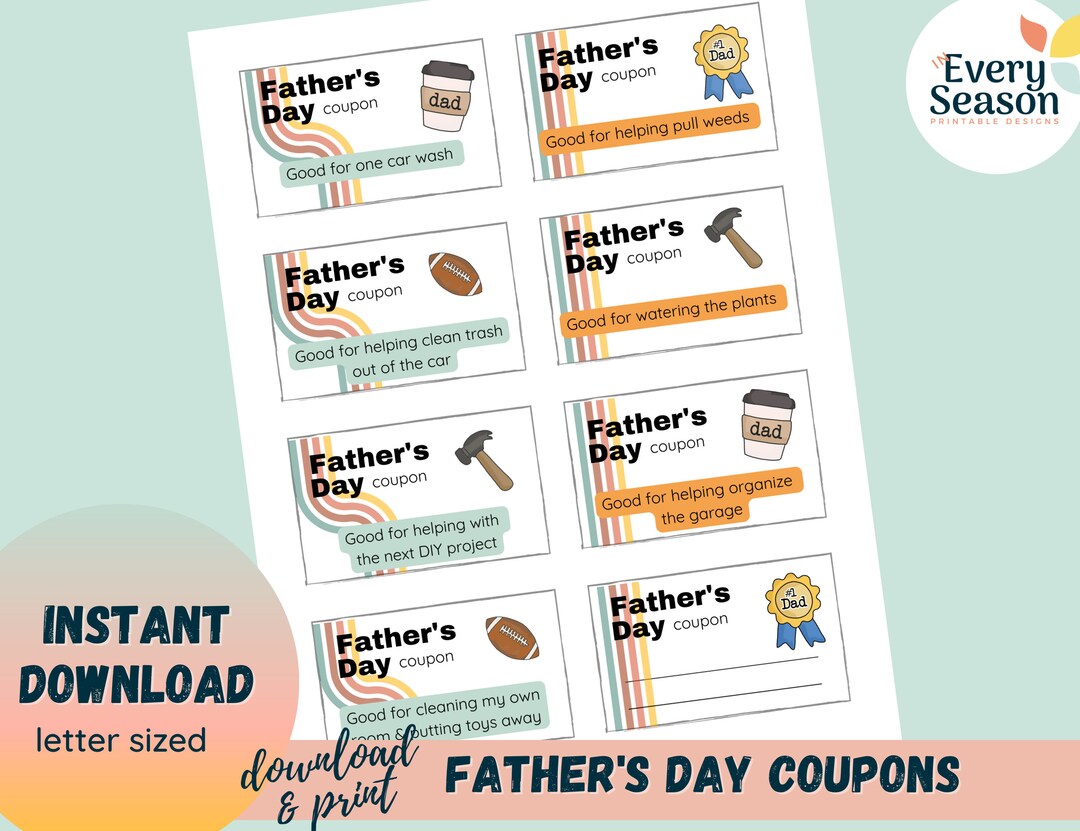 Father's Day Coupons | Print at Home Coupons | Daily Chore Coupons ...
