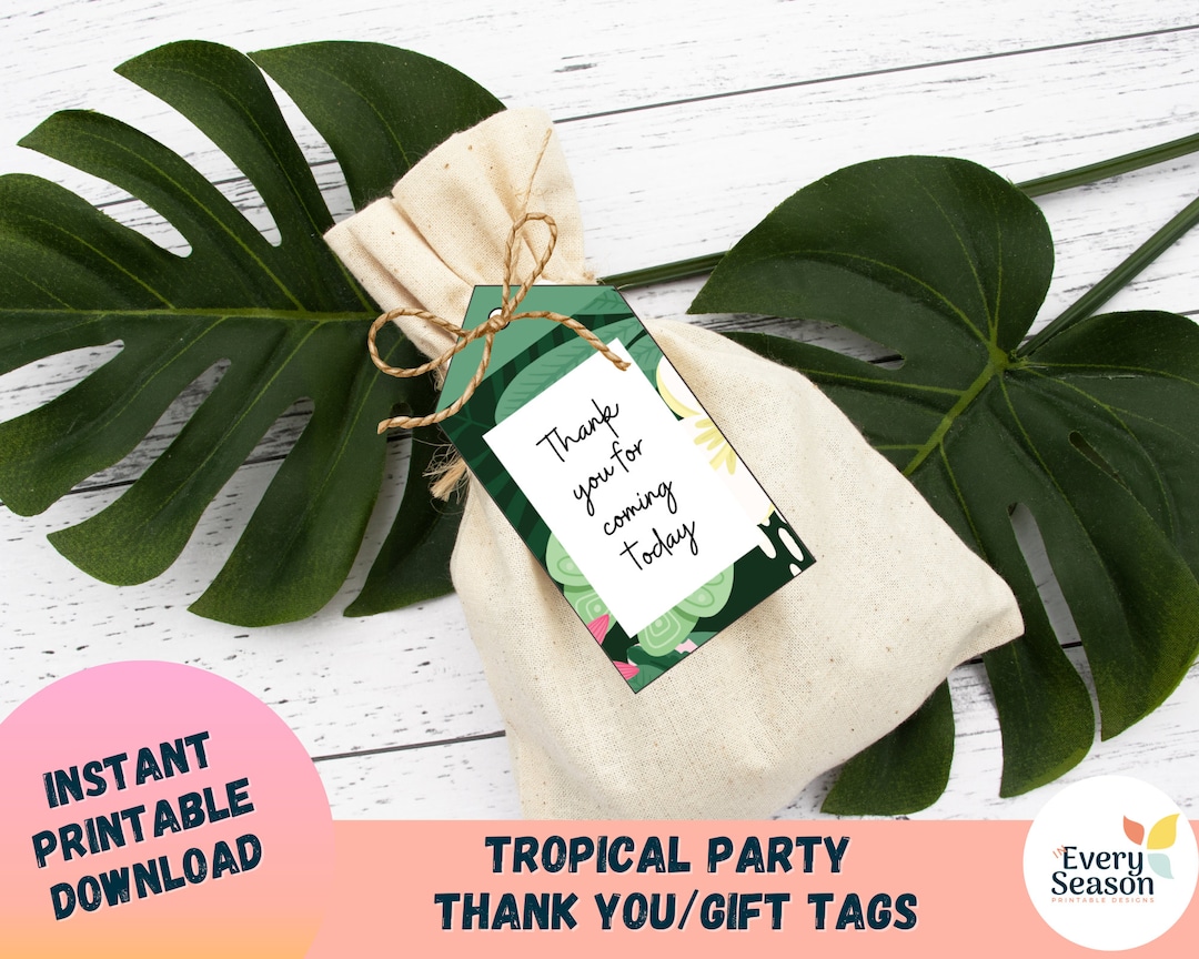 Tropical Party Favor Tags: Printable Thank You Gift Tags (digital ...
