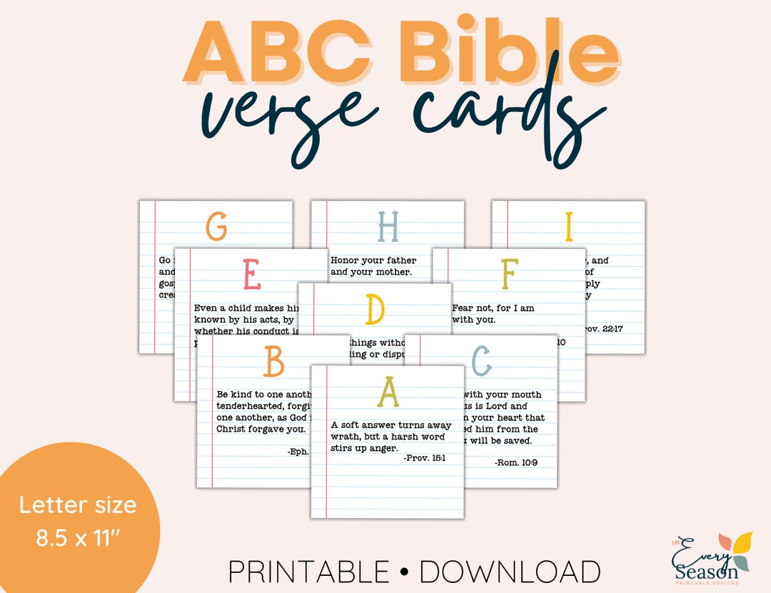 ABC Bible Verse Cards: Scripture Memory for Kids (digital Download) - Etsy