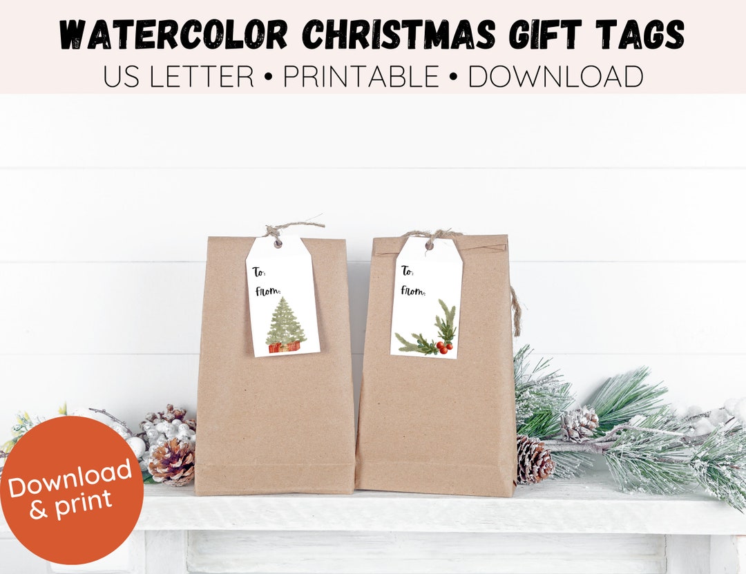 Watercolor Christmas Gift Tags | Instant Download | Printable Gift Tags ...