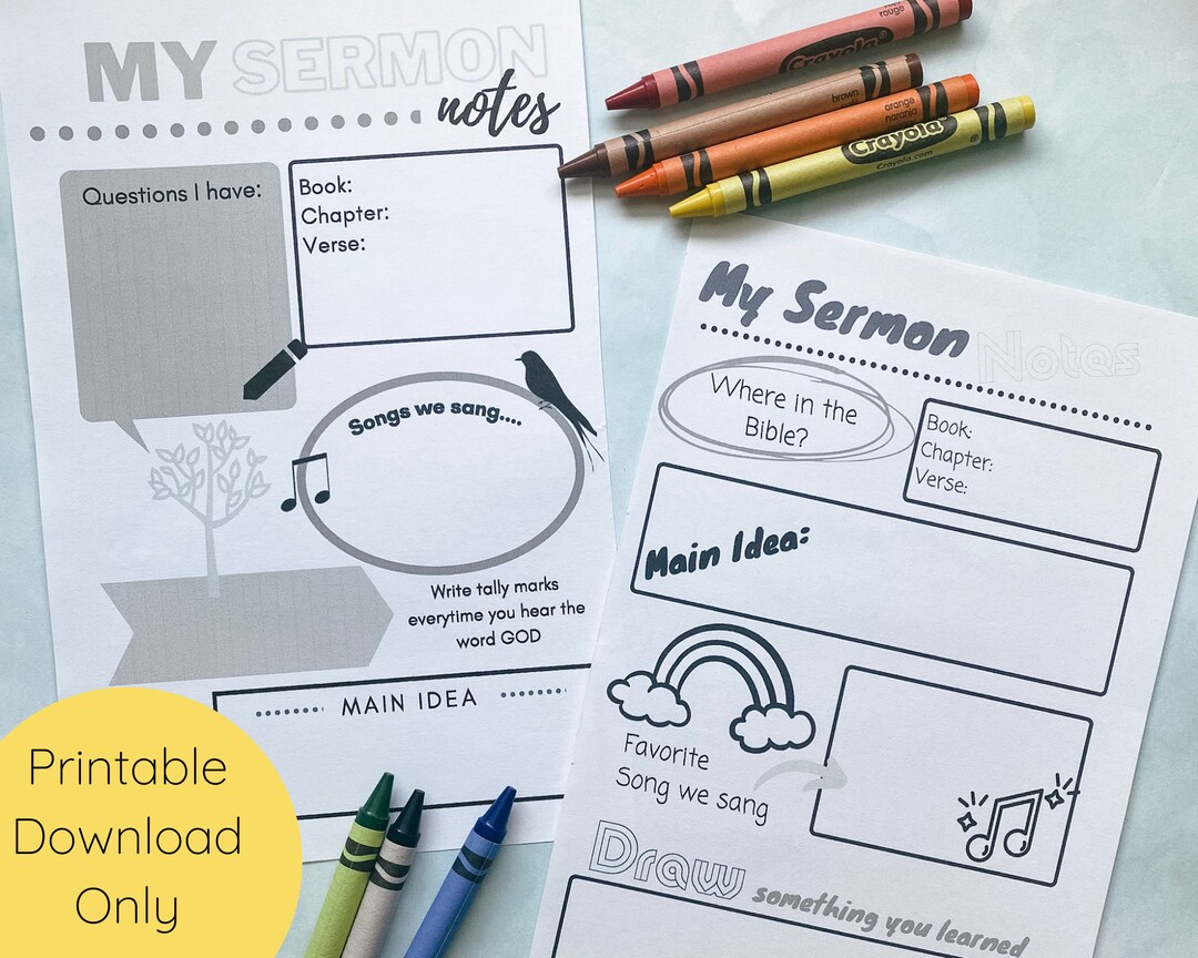 Nature Printable Sermon Pages for Kids With Birds and Rainbows - Etsy