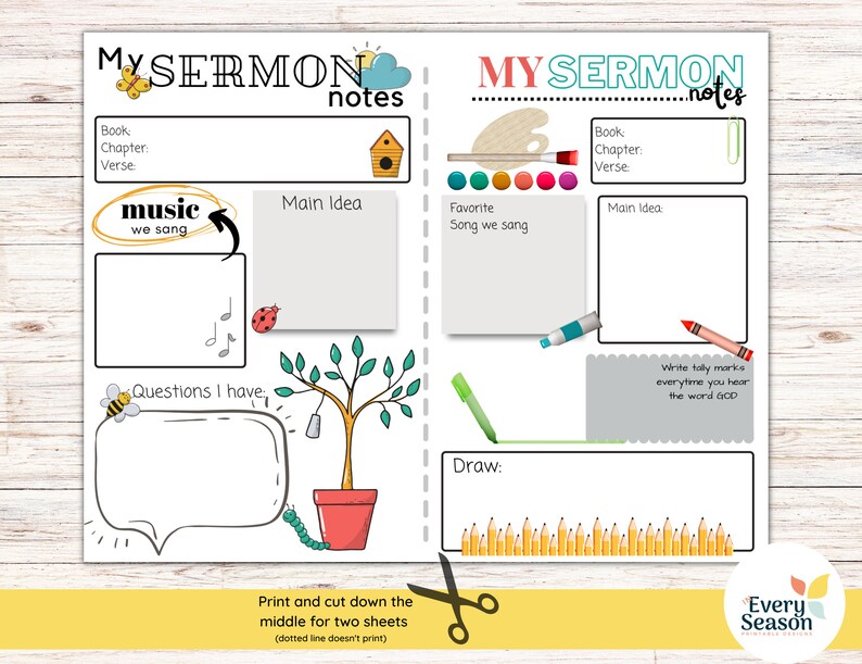 September Sermon Notes for Kids: Back to School Theme (digital Download ...