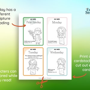Holy Week Scripture Cards | Coloring Cards for Palm Sunday and Easter ...