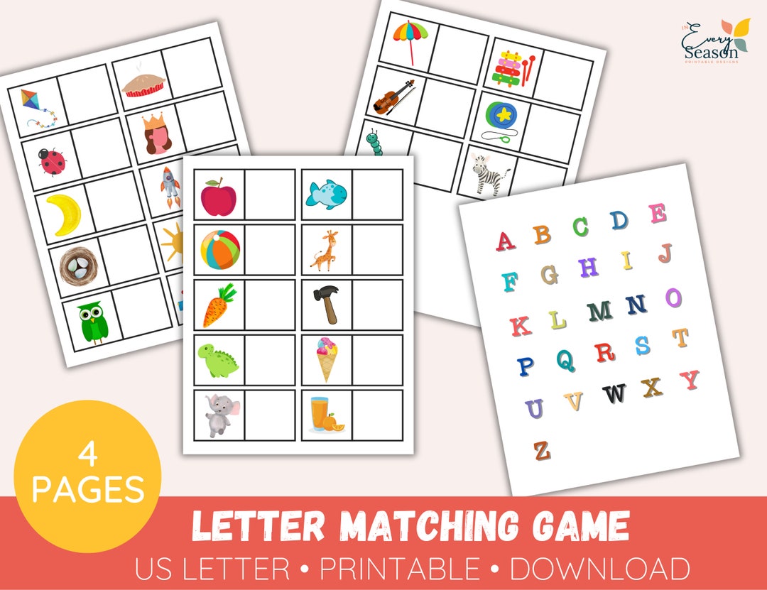 Preschool Letter and Picture Matching Game Alphabet Game - Etsy