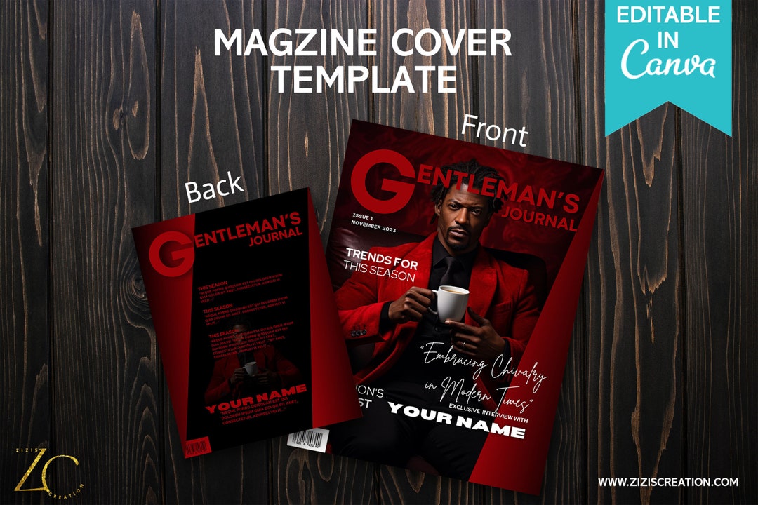 Gentleman | Magazine Cover Template With PLR Rights | Editable in Canva ...