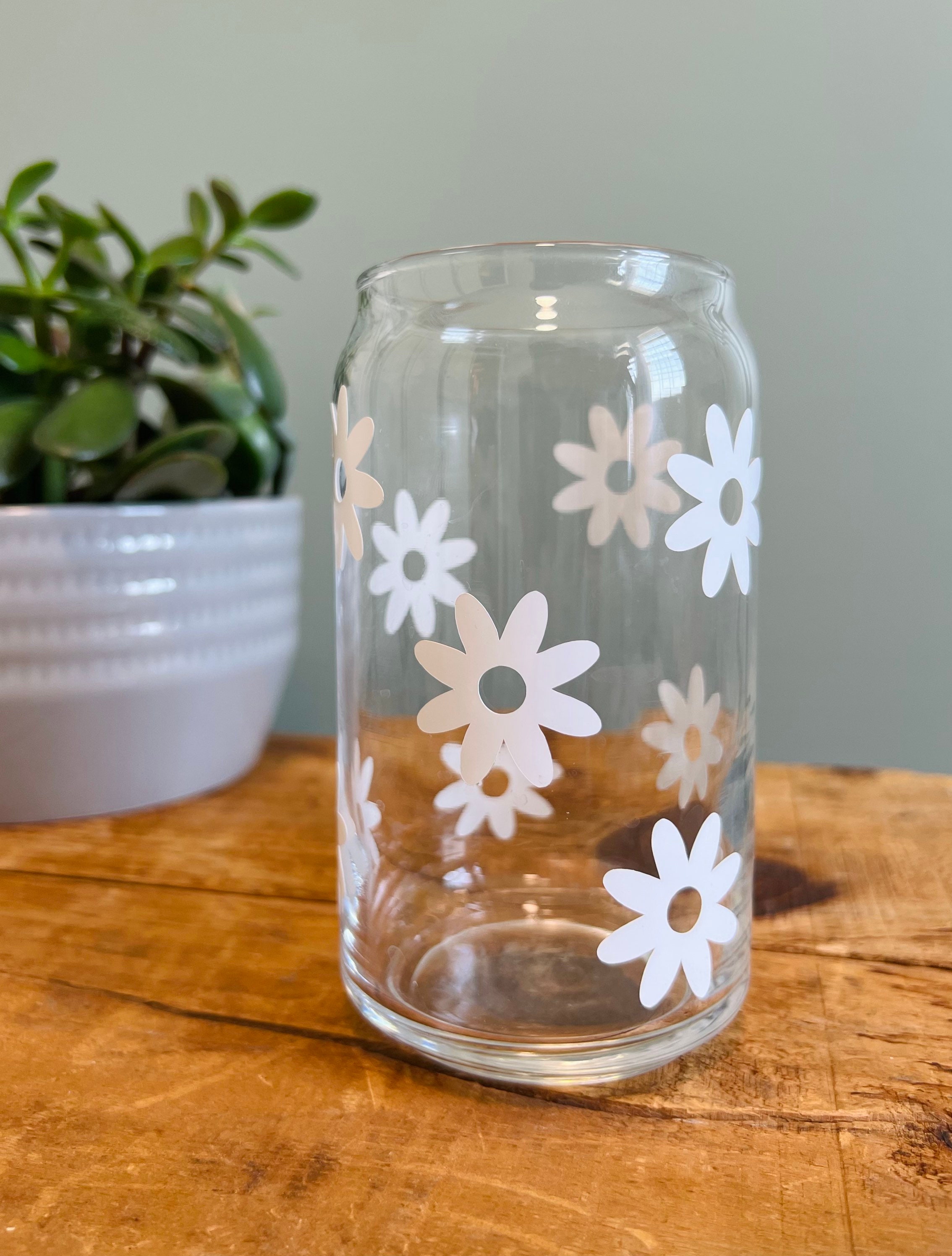 Daisy Beer Can Glass Iced Coffee Glass Iced Beverage Glass - Etsy