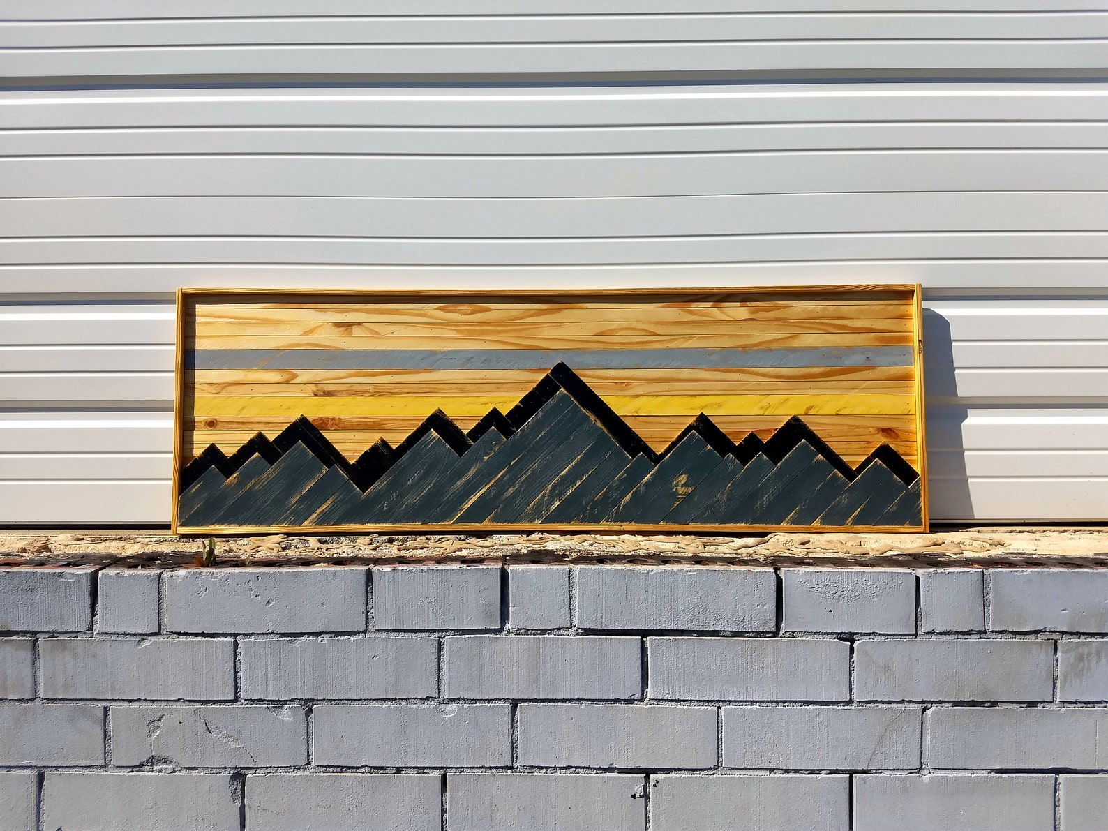 Wooden Mountain Range Black and Greyish Blue Mountains With - Etsy