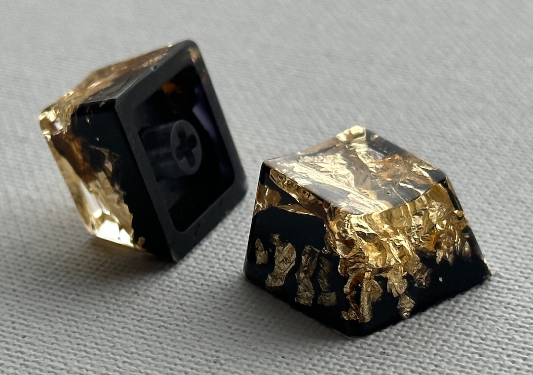 Black & Gold Artisan Keycap 1u R4 Size - Hand Made Keycaps Mechanical ...