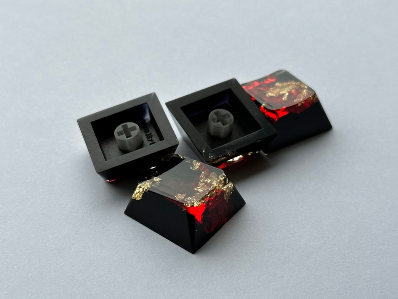 Cherry Profile Black Artisan Keycap With Red & Gold Flake - Etsy