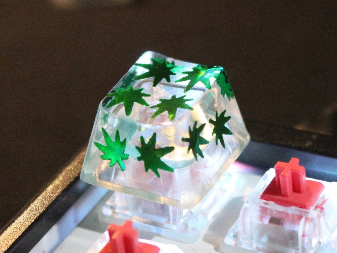 Artisan Keycap, Clear Hemp Marijuana Weed 420 Key Cap ESC, Space Bar 6 ...