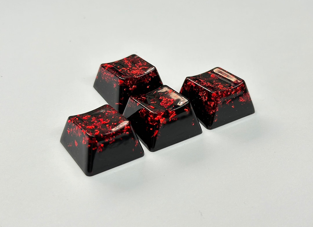 Black Artisan Keycap With Red Flake Glossy Keycap Arrow Keys, 2.75u ...