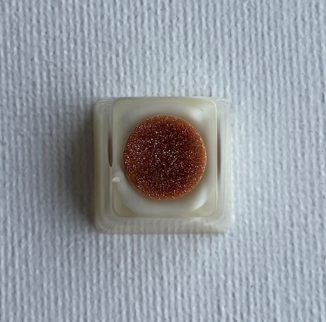 Artisan Keycap - White 1u ESC Keycap With Copper Sparkly Gemstone ...