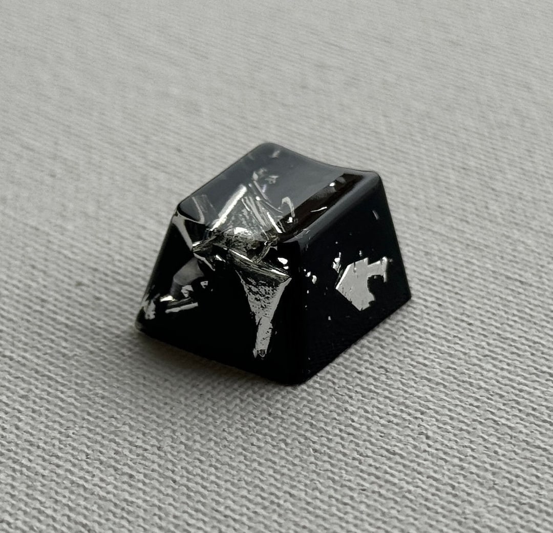Artisan Keycap - Black & Silver Keycaps, 1.5u, 1.75u, 2.25u, OEM ...