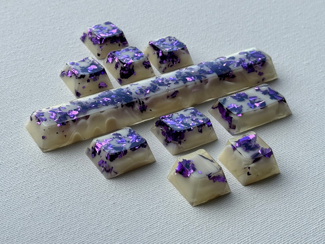 Cherry Profile White & Purple Keycaps More Sizes Artisan Glossy Arrow ...
