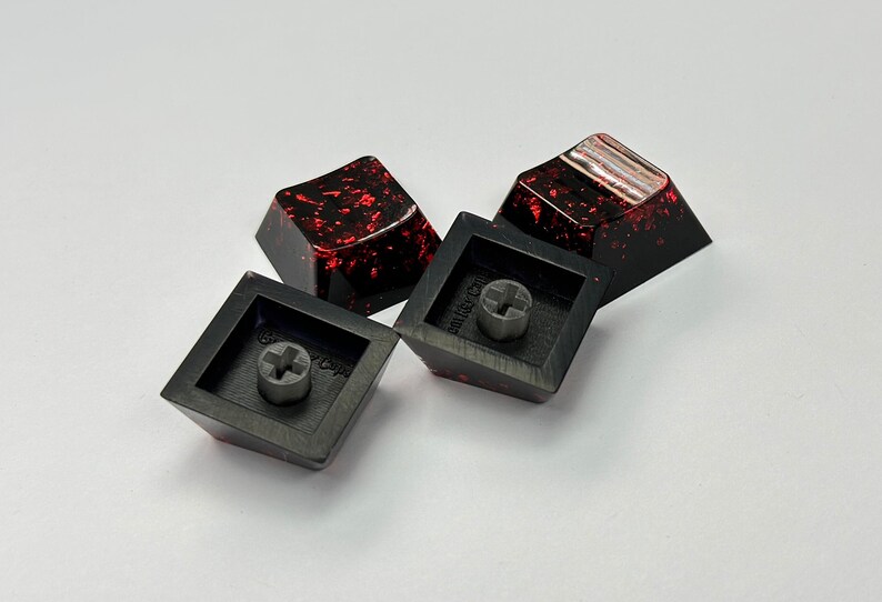 Cherry Profile Black & Red Keycaps - More Sizes - Artisan Glossy Arrow ...