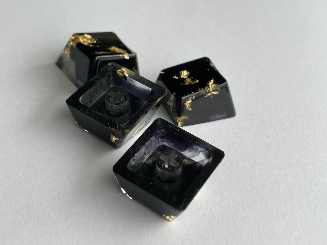 Black & Gold Keycaps Artisan Glossy Arrow Keys ESC 1u1.25u - Etsy