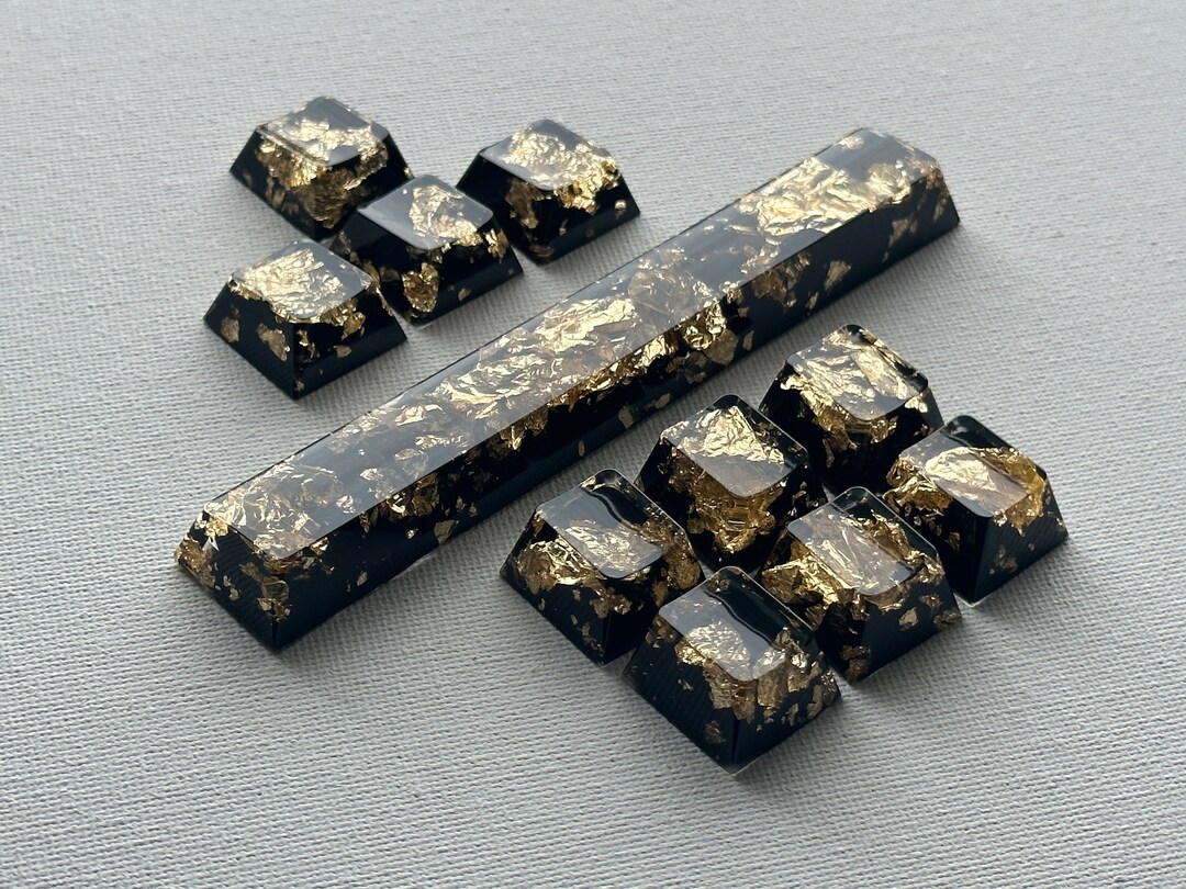 CHERRY PROFILE - Black & Gold Artisan Keycap 1u R4 Size - Hand Made ...
