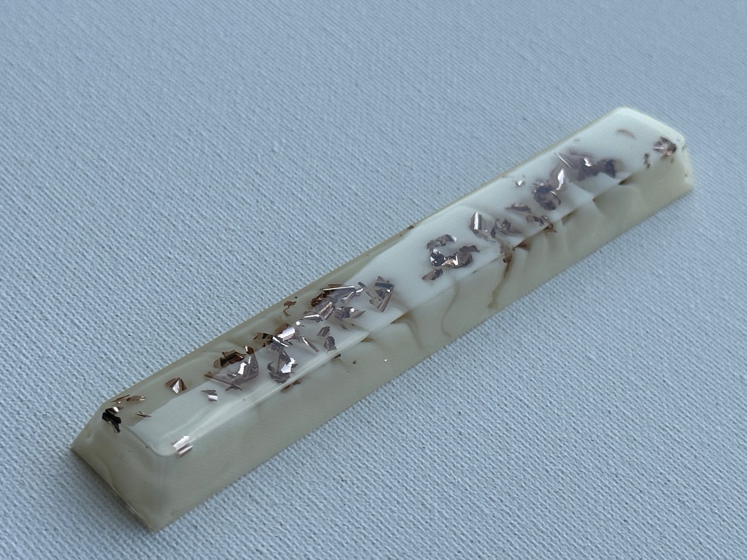 Artisan Keycaps White & Rose Gold Flake 1.75u, 2u, Hand Made Keycap ...